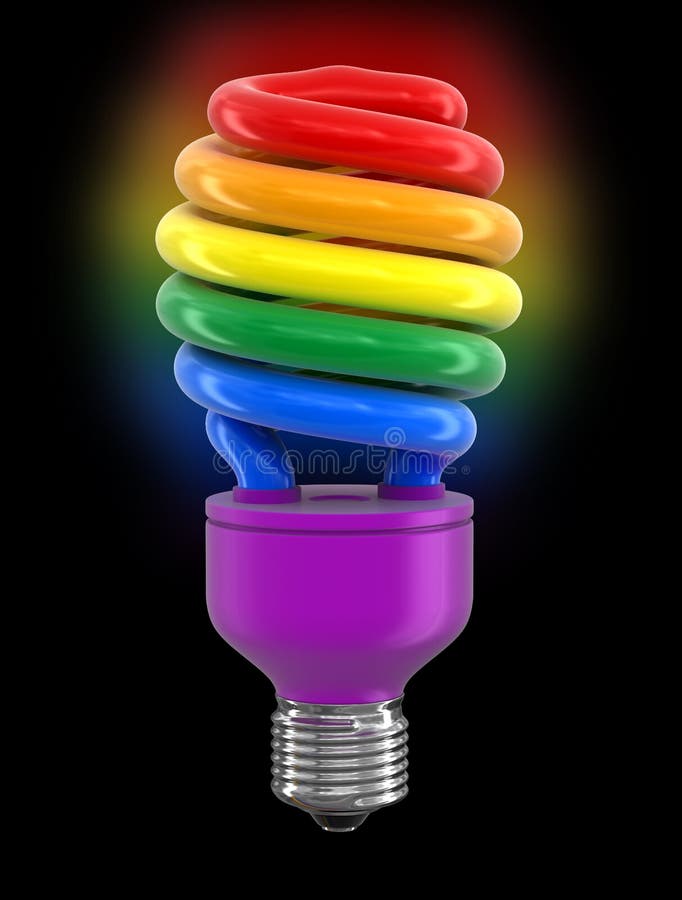 Multicolor Energy Saving Light Bulb Stock Illustration - Illustration ...