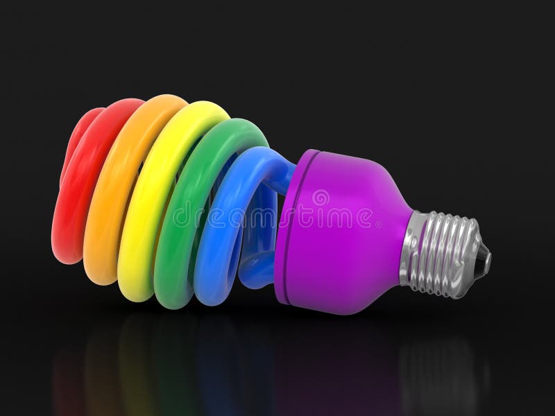 Multicolor Energy Saving Light Bulb Stock Illustration - Illustration ...