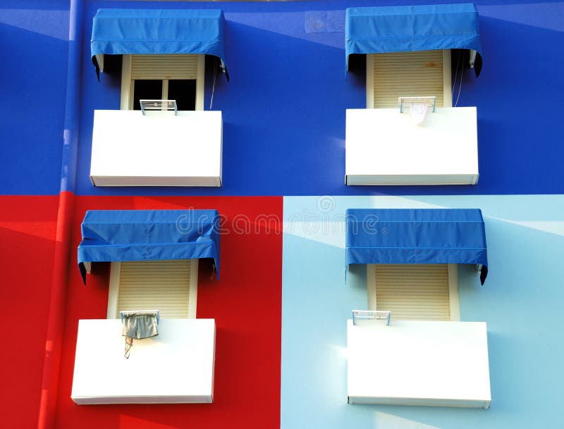 Multicolor facade stock image. Image of building, balcony - 16774555