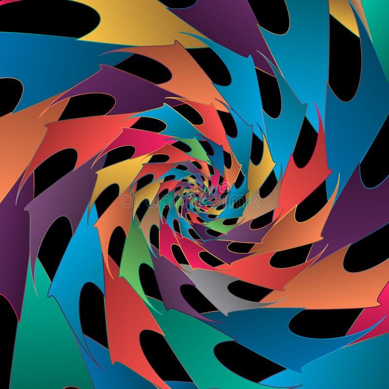 Multicolor Festive Abstract Spiral Figure Rotation. Black Background ...
