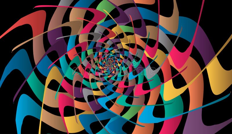 Multicolor Festive Abstract Spiral Figure Rotation. Black Background ...