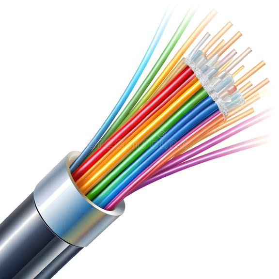 MultiColor Fiber Optic Cable Vector White Background PSD Stock ...