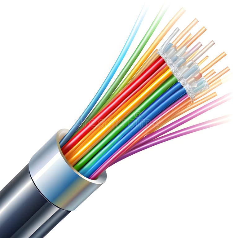 MultiColor Fiber Optic Cable Vector White Background PSD Stock ...