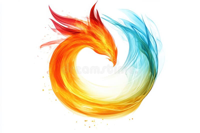 Multicolor Fire Swirling Gracefully Isolated on a White Background with ...