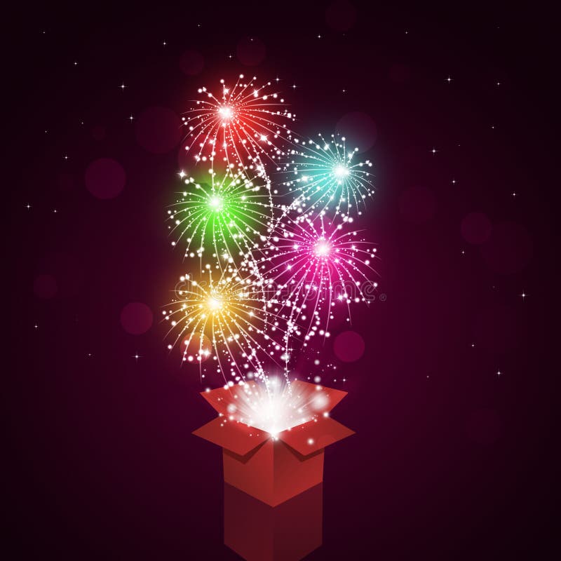 Multicolor Fireworks from Box Stock Illustration - Illustration of ...