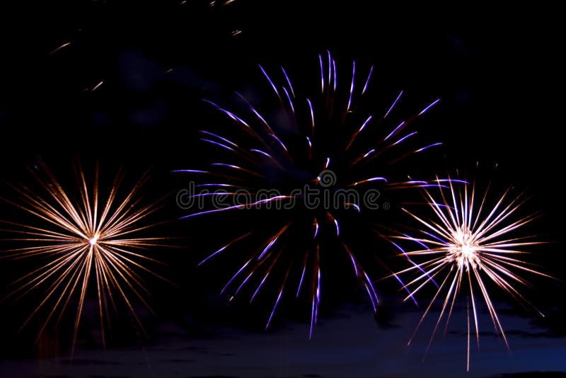 Multicolor Fireworks in the Night Sky Different Effects. Stock Image ...