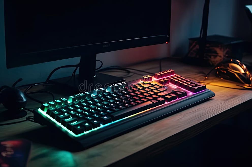 Multicolor Gaming Keyboard Table Evening Stock Illustration ...