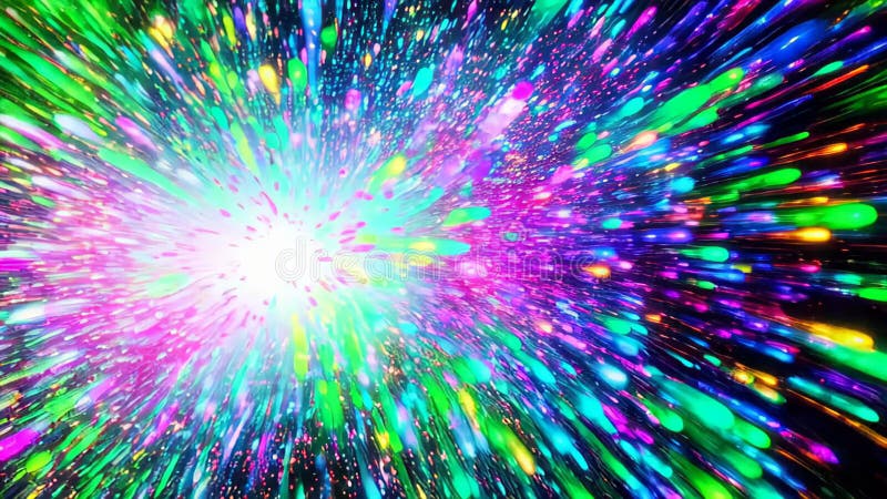 Multicolor Glowing Explosion of Particles in Black Space Stock Footage ...