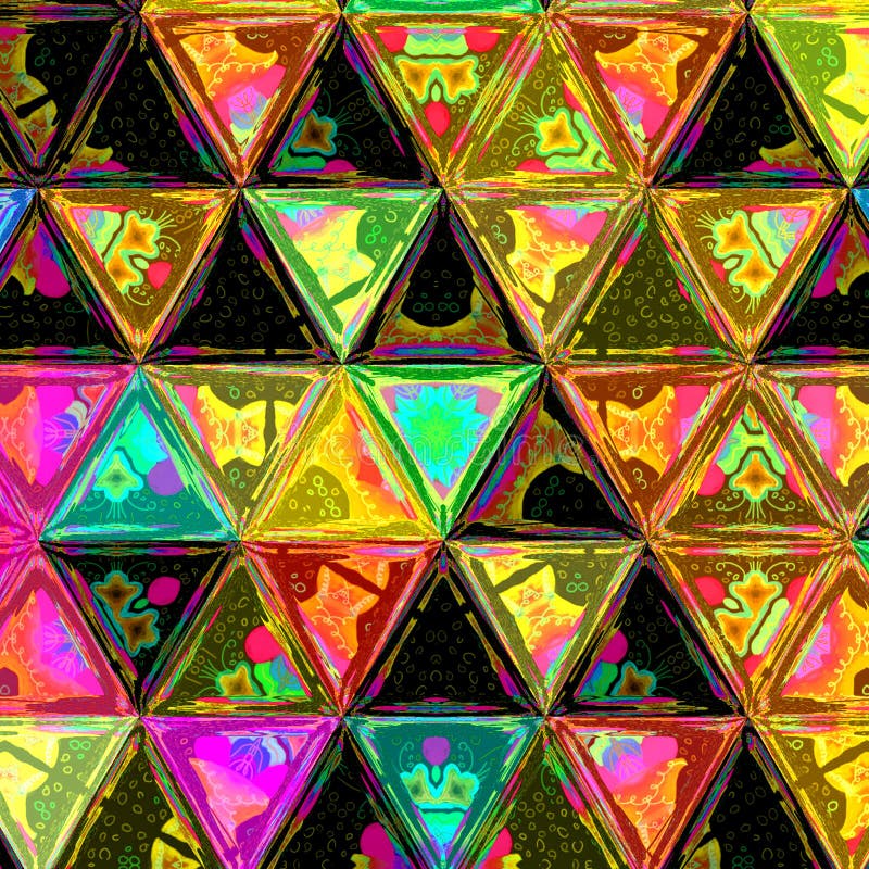 Multicolor Gradient Triangle Square Tiles Geometric Pattern Effect ...