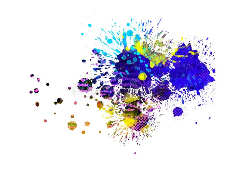 Multicolor, Halftone Spotted Ink Splash , Splatter Design Element ...