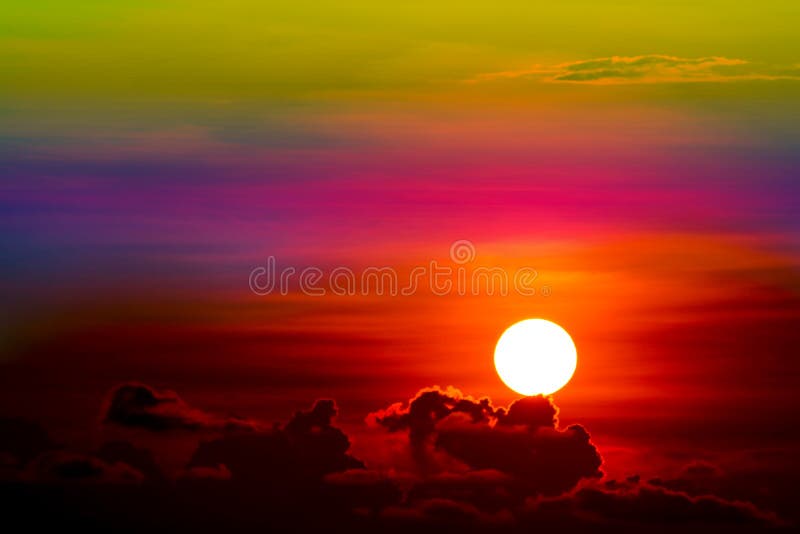 Multicolor Sunset Orange Cloud and Sun on Sky Stock Image - Image of ...