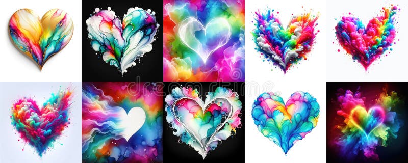 Multicolor a Heart Shape Exploding with Vibrant Rainbow Colors Stock ...