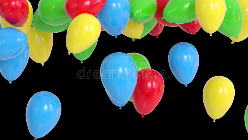 Multicolor Helium Balloons Rising and Blocking on the Ceiling - 3D ...