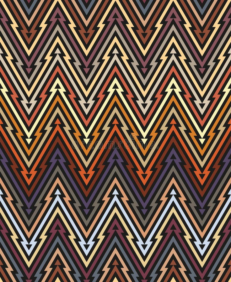 Multicolor Horizontal Zigzag Lines on a Black Background. Seamless ...