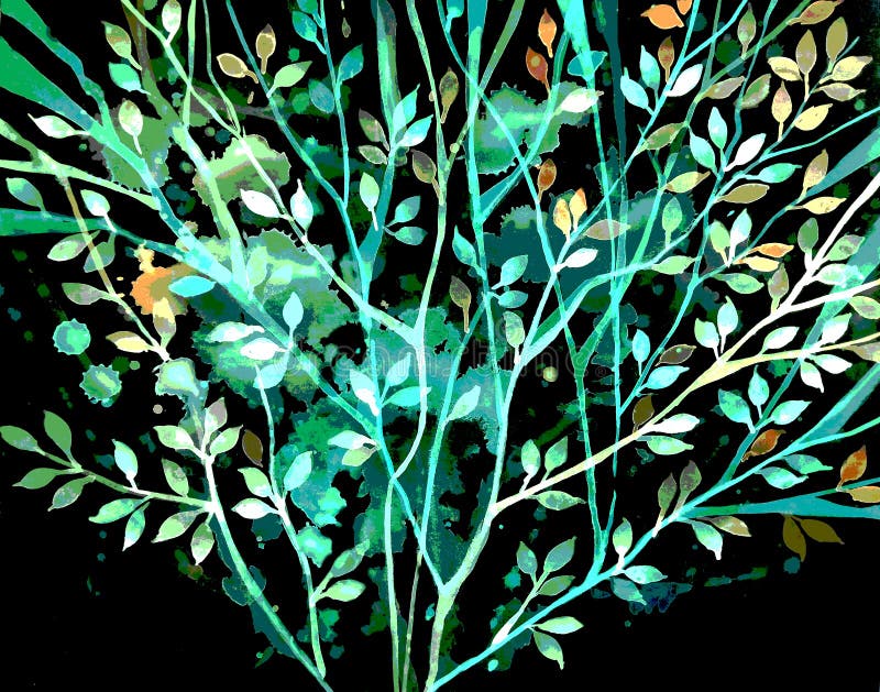 Multicolor Illustration Abstract Tree Art Watercolor Painting Stock ...