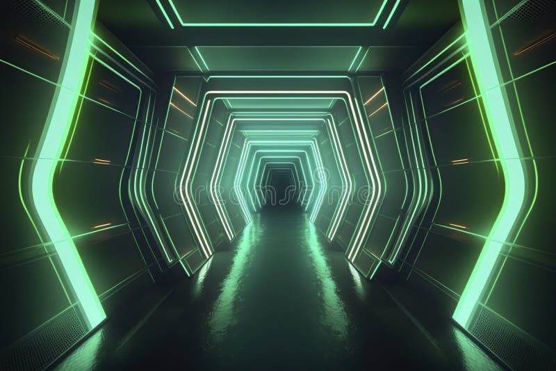 Multicolor Illustration, Neon Glowing Tunnel, Ai Generative Stock ...