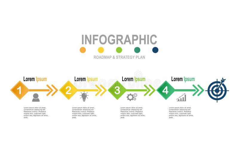 Multicolor Infographic Element Template, Business Concept with , 4 ...