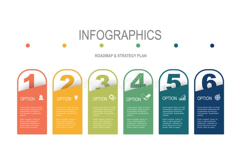 Multicolor Infographic Element Template, Business Concept with , 6 ...