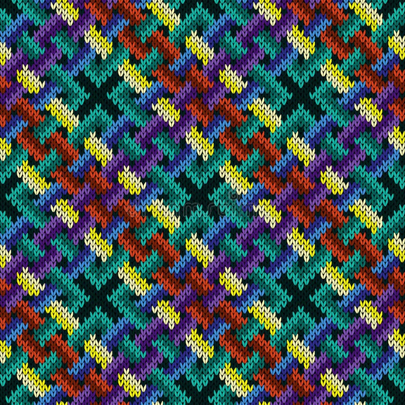 Multicolor Knitting Seamless Pattern Stock Vector - Illustration of ...