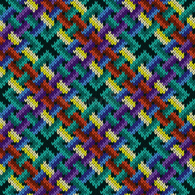 Multicolor Knitting Seamless Pattern Stock Vector - Illustration of ...