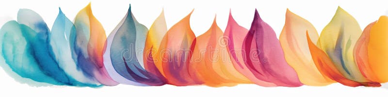 Multicolor Leaves, Panoramic Banner, Horizontal Divider on White ...