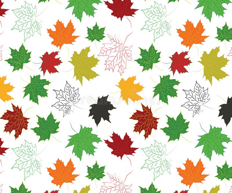 Multicolor Leaves Vector Repeat Pattern Stock Vector - Illustration of ...