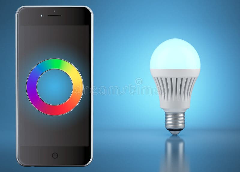 Multicolor LED Bulb with Remote Control by Phone Stock Illustration ...