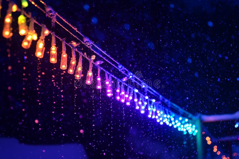 Multicolor LEDs Light Hang on the Cable. by Generative Ai Stock ...