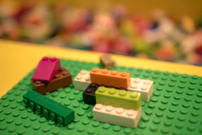 Multicolor Lego Blocks and Bricks, Early Learning. Stripe Background ...