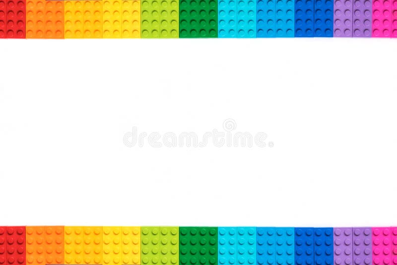 Frame of Multicolor Lego Constructor Bricks on White Background ...