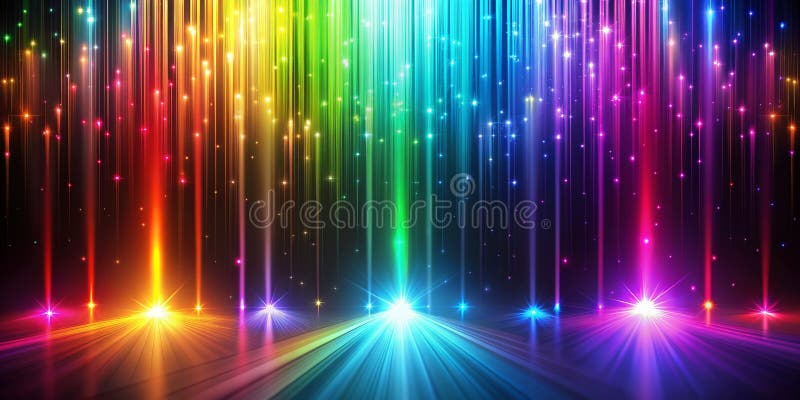 Multicolor Light Beams Cascading on Black Background Ideal for Modern ...