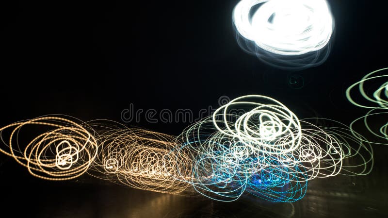 Multicolor Light Painting Abstract Night Circular Lights. Multicolor ...
