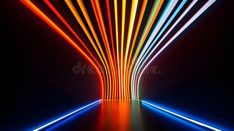 Multicolor Light Speed Perspective. Futuristic Background of Neon ...