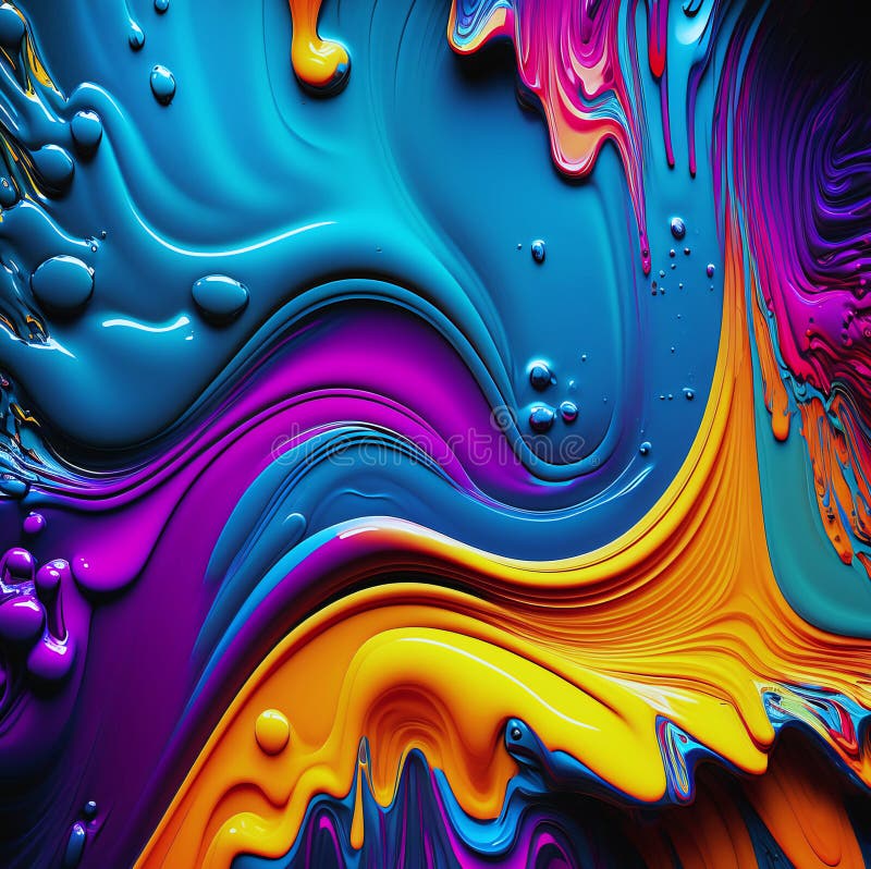 Multicolor Liquid Glossy Paint Bright Colorful Abstract Background ...