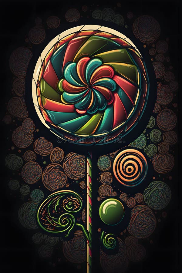 Multicolor Lollipop Sweet Illustration on Abstract Background ...