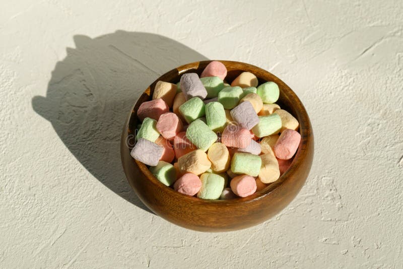 Multicolored Marshmallows Background. Mini Powder Cover Candies. White ...