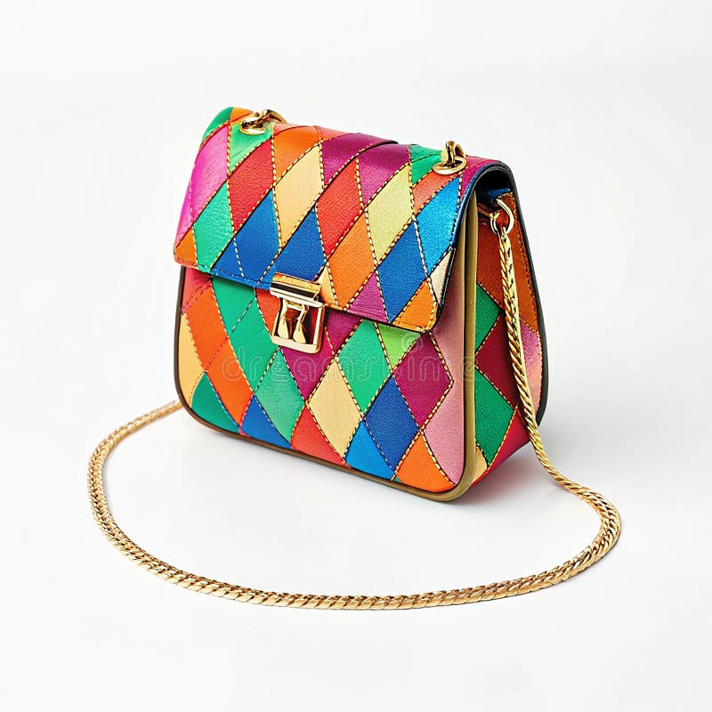 Multicolor Mini Shoulder Bag on White Background Stock Illustration ...