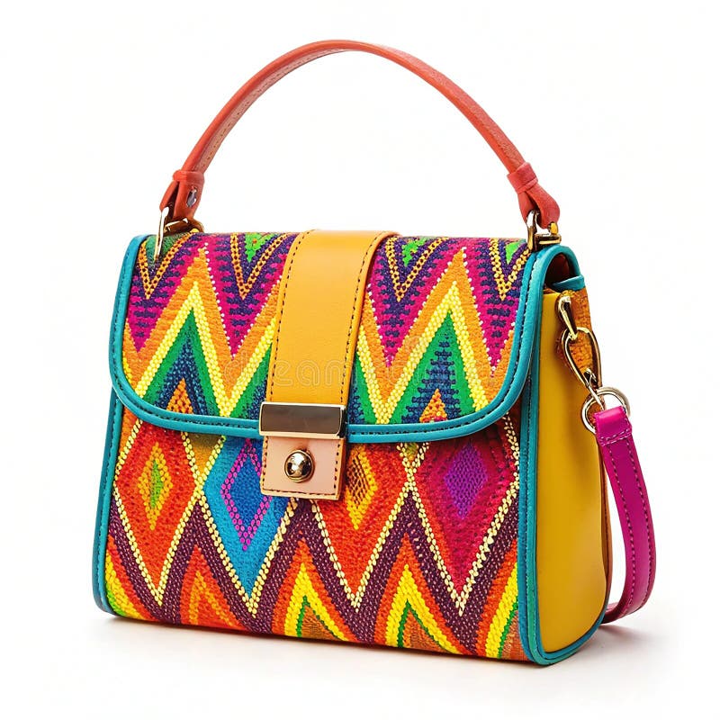 Multicolor Mini Shoulder Bag on White Background Stock Illustration ...