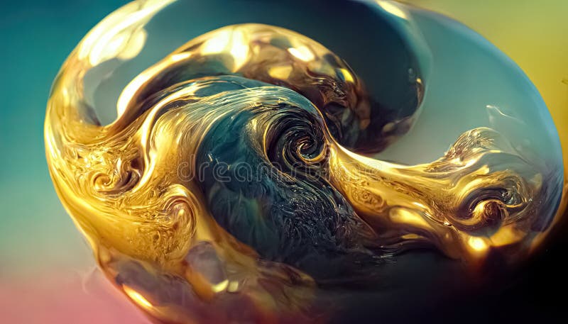Multicolor Neon Gold Abstract Dynami Fluid Liquid Swirls Shape ...