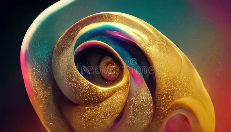 Multicolor Neon Gold Abstract Dynami Fluid Liquid Swirls Shape ...
