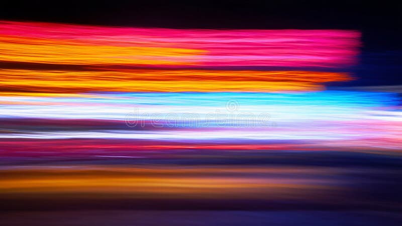 Multicolor Neon Light Running Flash Horizontal Line on Dark Blue ...