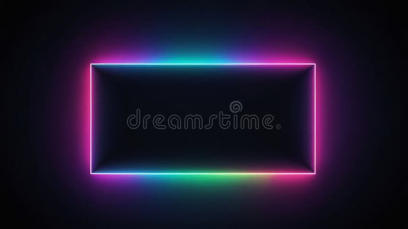 Multicolor Neon Rectangle in Dark Setting, Emphasizing Futuristic Style ...
