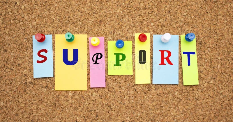 Multicolor Notes with Letters Pinned on a Cork Notice Board Stock Photo ...