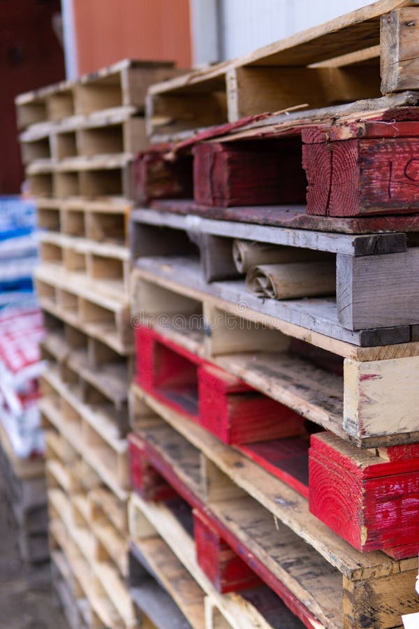 Multicolor Pallets Stacked Up Stock Photo - Image of michigan, depot ...