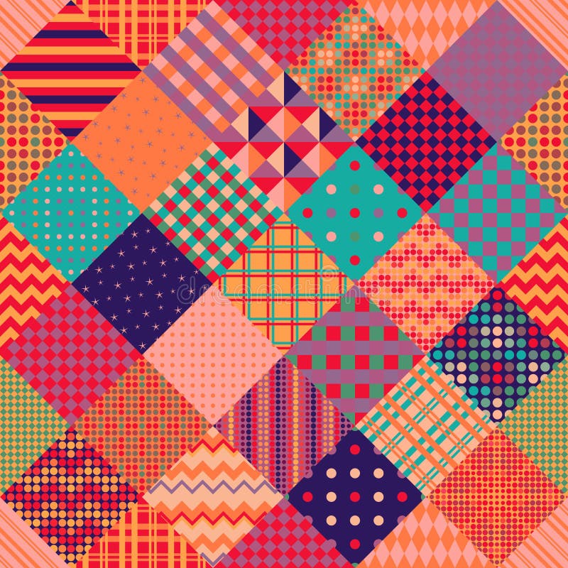 Multicolor Patchwork Pattern. Seamless Vector Illustration of Quilt ...