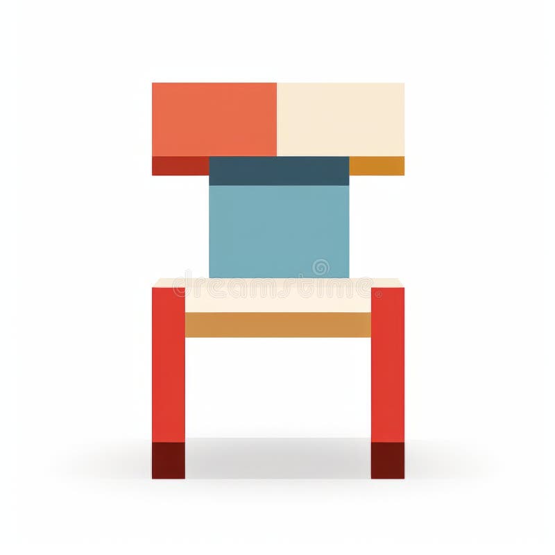 Minimalist Pixel Chair Illustration on White Background Stock ...
