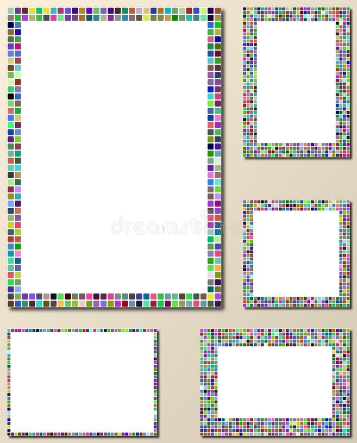 Multicolor Pixel Mosaic Page Layout Template Set Stock Vector ...