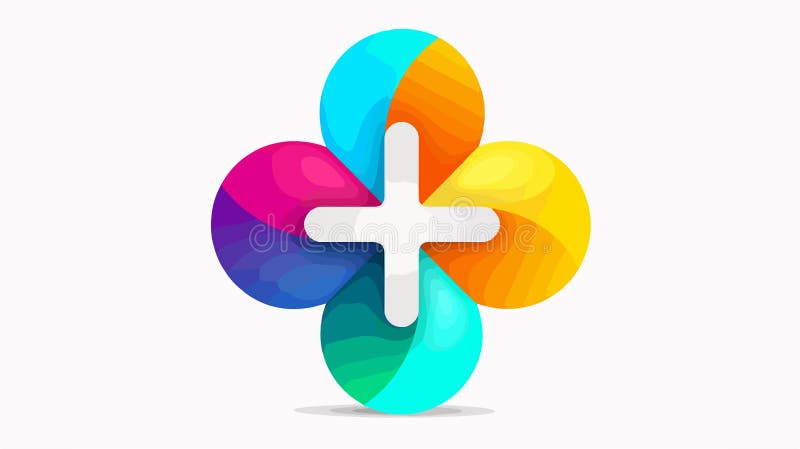 Multicolor Plus Sign Vector Symbol Cartoon Stock Illustration ...