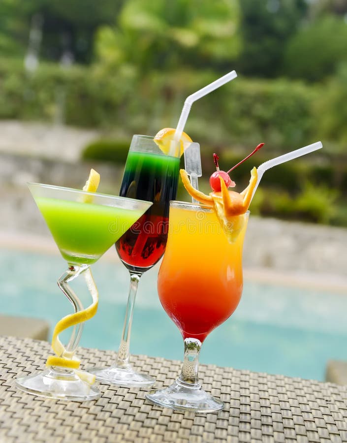 Multicolor Pool Cocktails stock photo. Image of multicolor - 56735334