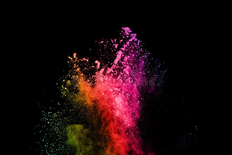 Multicolor Powder Explosion on Black Background. Stock Image - Image of ...